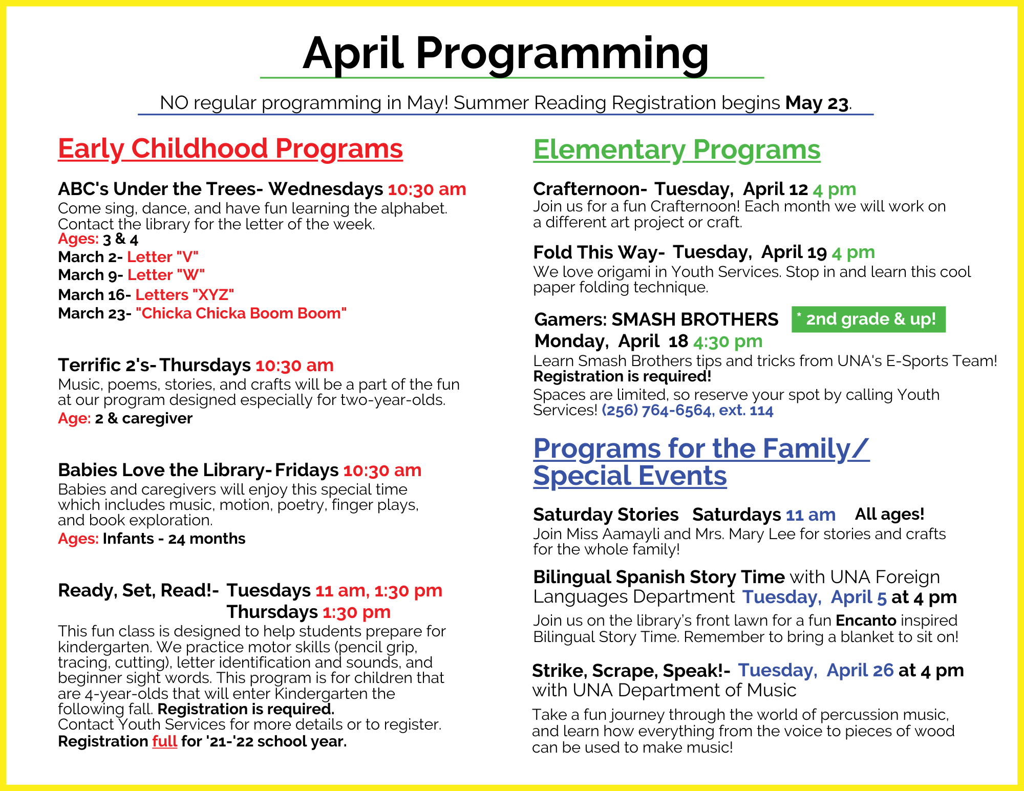 Florence-Lauderdale Public Library Kids Programs