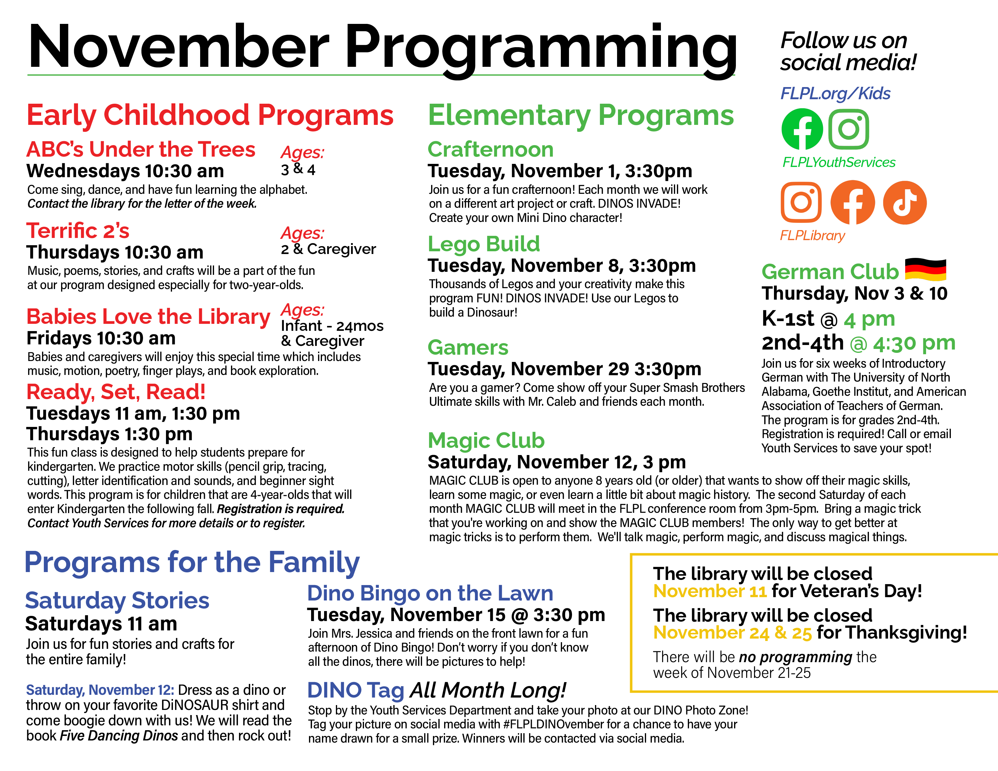 Florence-Lauderdale Public Library Kids Programs